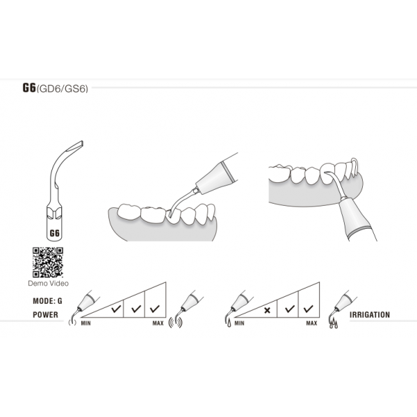 Insert supragingival type EMS modèle G6 Woodpecker - Prophylaxie